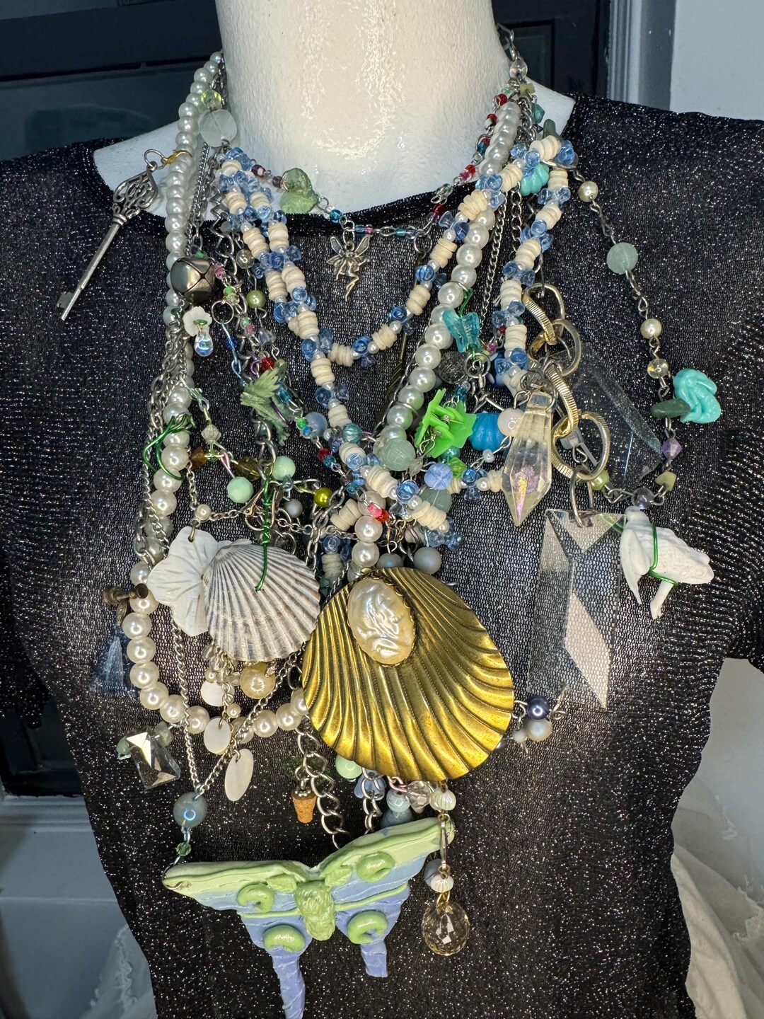 Teal Green Mermaid Fantasy Washed up Garbage Necklace - Etsy