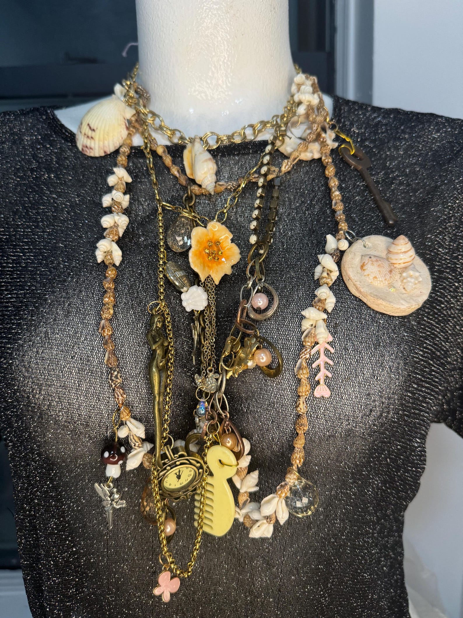 Bronze Gold Fairy Mermaid Fantasy Garbage Necklace - Etsy