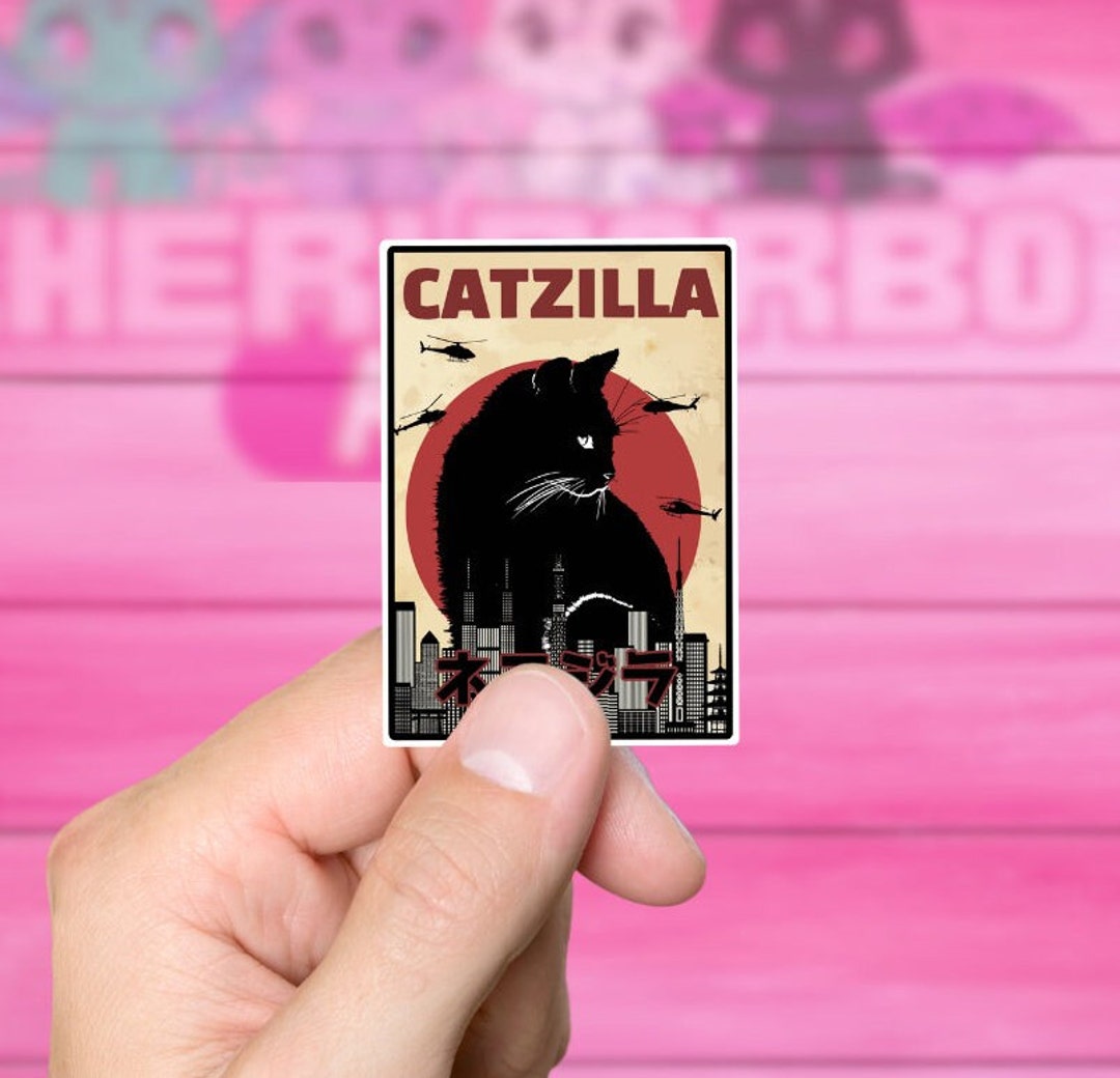 Monster Cat Vinyl Sticker, Funny Cat Lover Sticker Perfect Gift for Cat ...