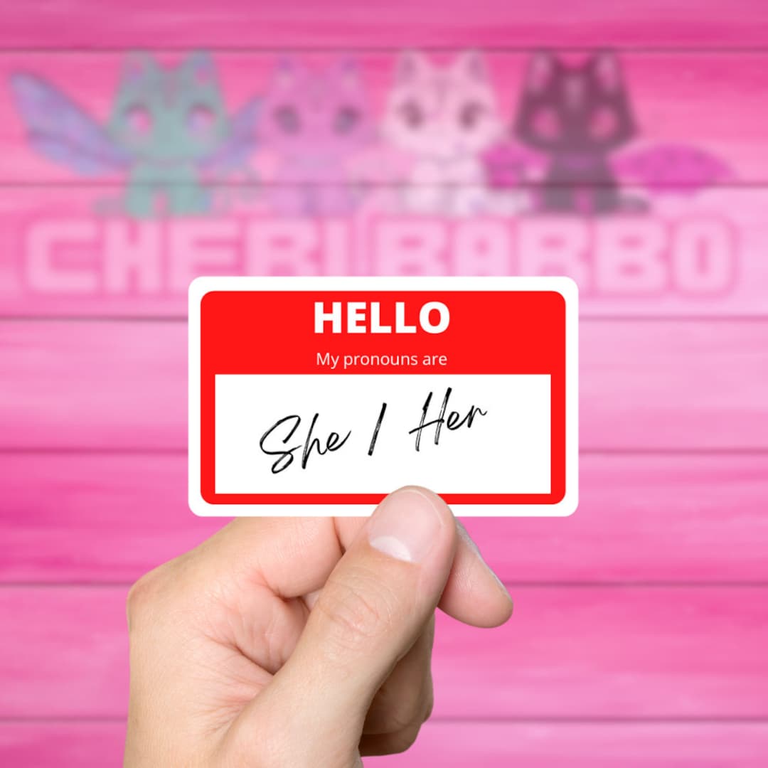 Personalize Your Pronouns She/her Name Tag Vinyl Sticker, LGBTQ Pride ...