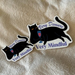 Demure Sticker, Very Mindful, Cutesy, Black Cat Vinyl Decal, Tiktok ...