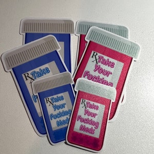 Take Your Meds Sticker, Cute Blue or Pink Pill Reminder, Gifts for ...