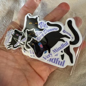 Demure Sticker, Very Mindful, Cutesy, Black Cat Vinyl Decal, Tiktok ...