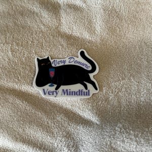 Demure Sticker, Very Mindful, Cutesy, Black Cat Vinyl Decal, Tiktok ...