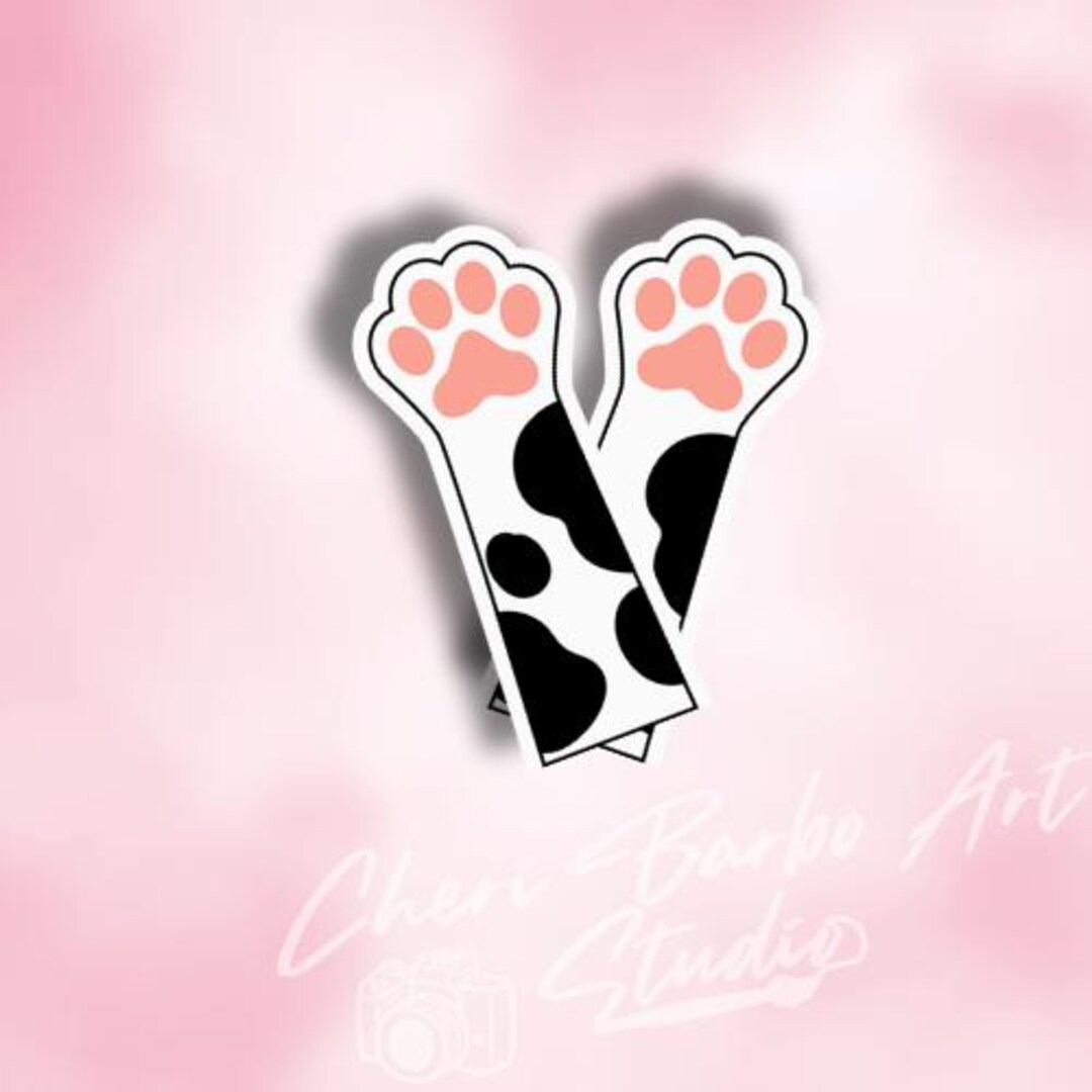 Set of Two Black and White Cat Paws Vinyl Sticker, Show off Your Love ...