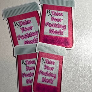 Take Your Meds Sticker, Cute Blue or Pink Pill Reminder, Gifts for ...