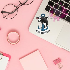 Sink the Rich Sticker, Team Orca, Orca Sticker, Funny Water Bottle ...
