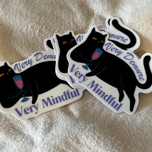 Demure Sticker, Very Mindful, Cutesy, Black Cat Vinyl Decal, Tiktok ...