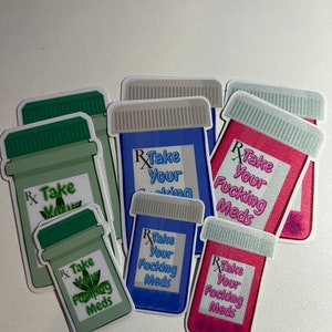 Take Your Meds Sticker, Cute Blue or Pink Pill Reminder, Gifts for ...