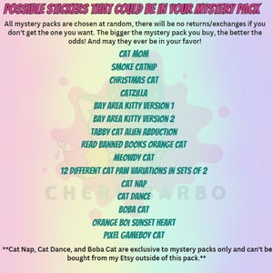 Mystery Cats Sticker Pack, Assorted Kitty Stickers for a Perfect Cat ...