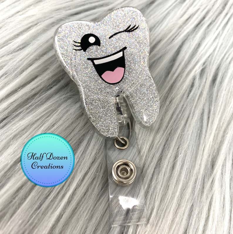 Smiling Tooth Badge Reel, Retractable Dental Assistant ID Badge - Etsy
