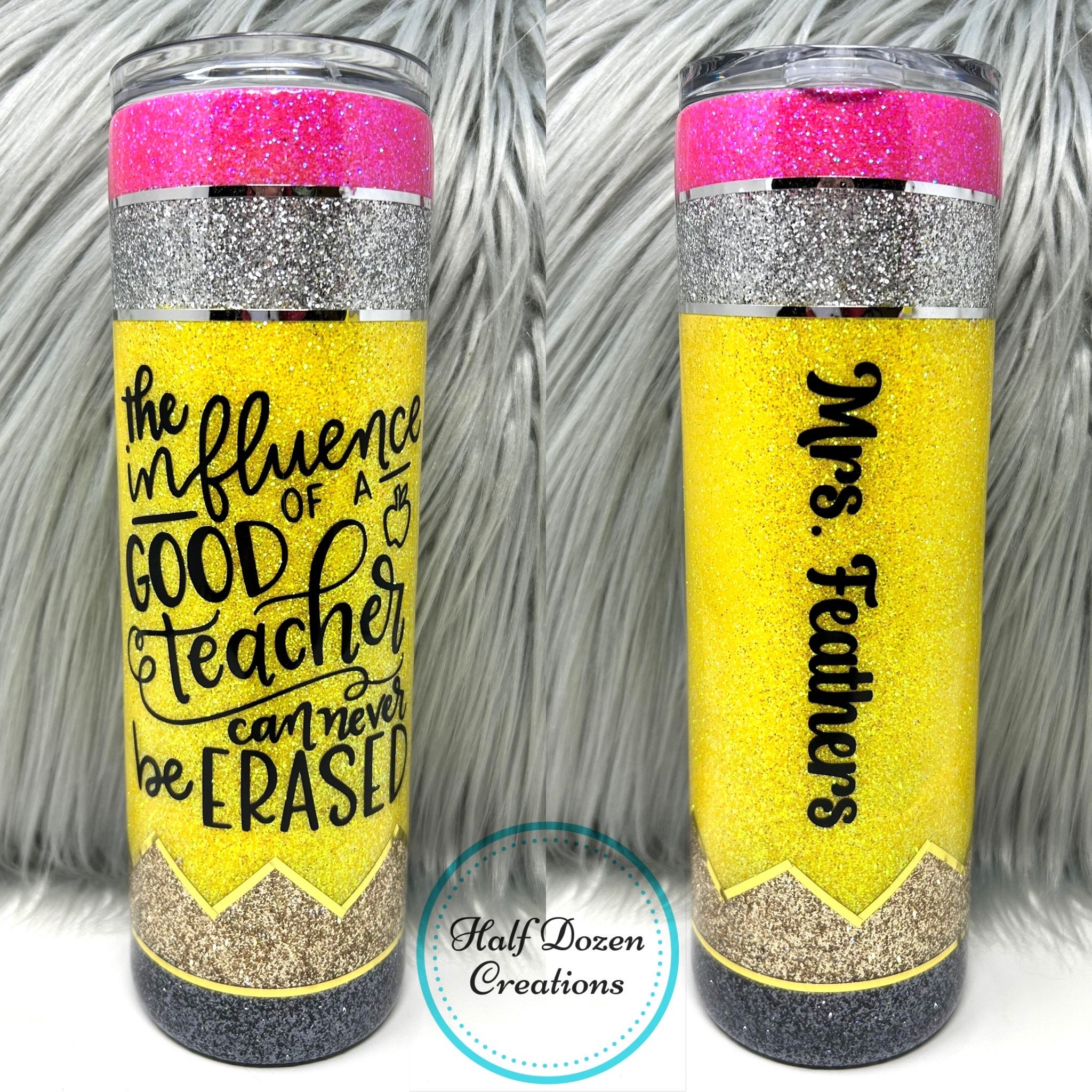 Teacher Pencil Glitter Tumbler, Teacher Tumbler, Pencil Tumbler, Epoxy ...