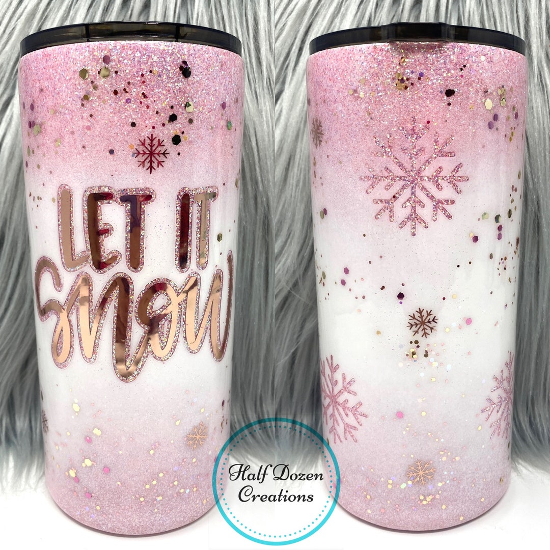 Let It Snow Glitter Tumbler, Winter Tumbler, Christmas Tumbler, Holiday ...