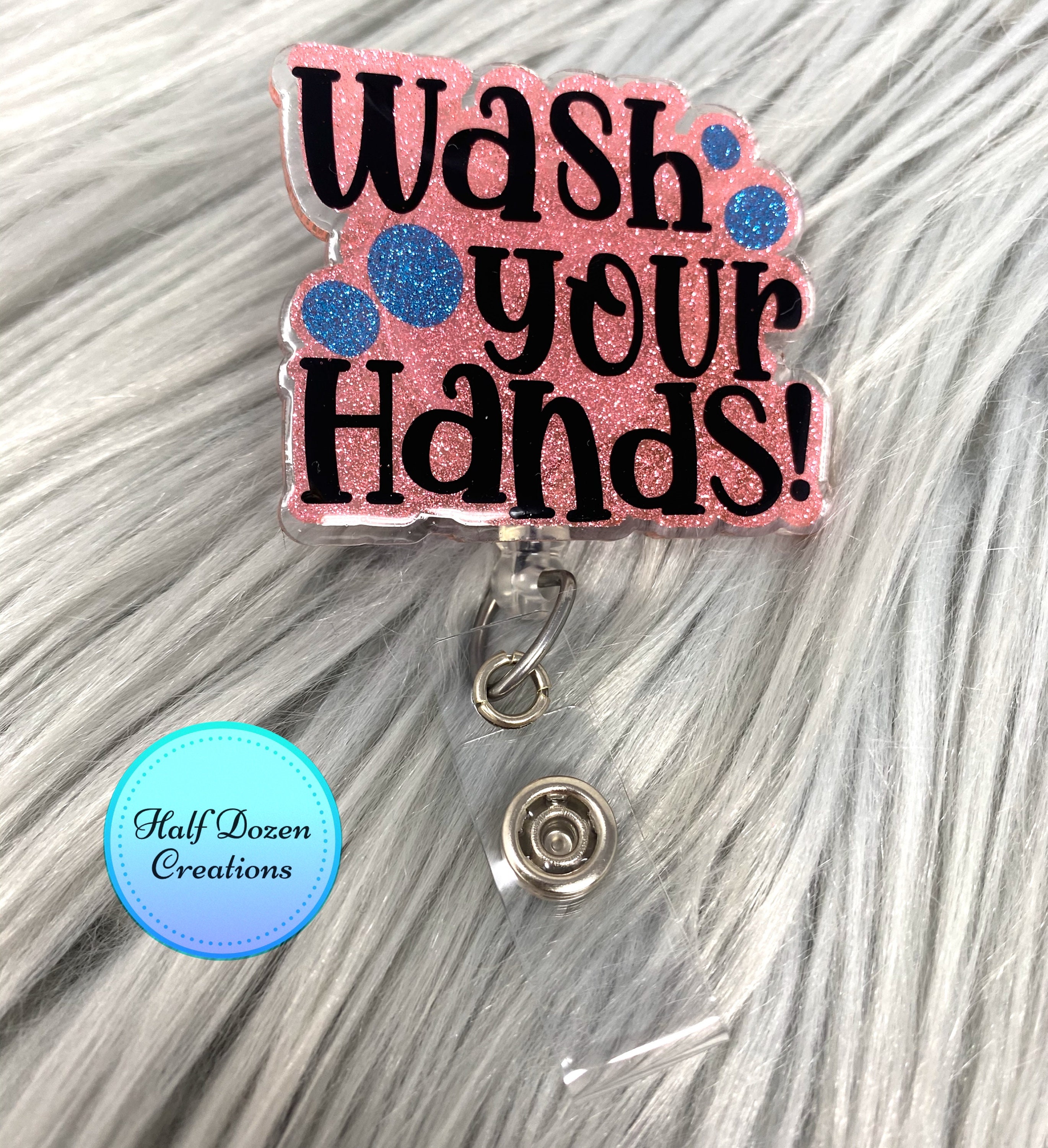 Wash Your Hands Badge Reel, Glitter Nurse ID Badge - Etsy