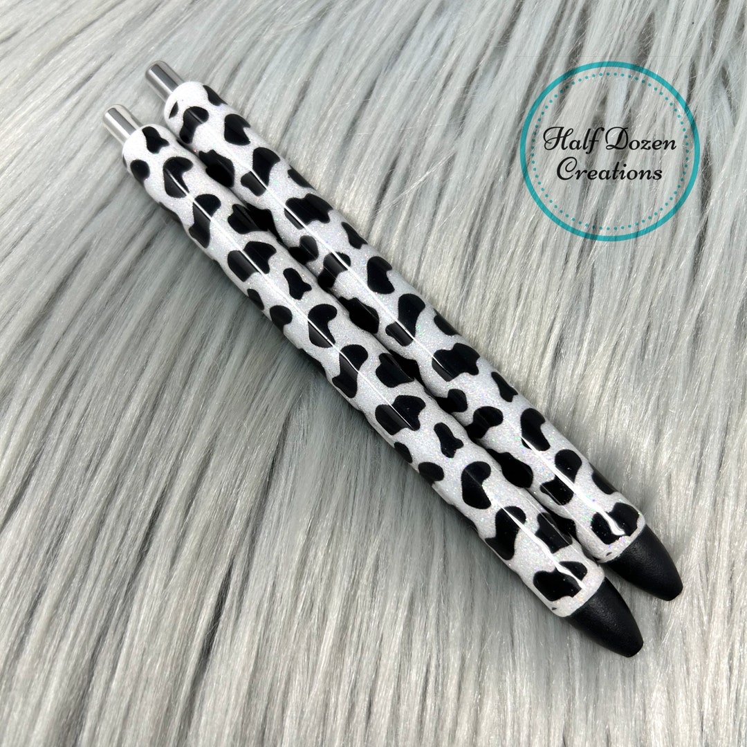 Cow Pen, Cow Print Glitter Pen, Cow Gift, Office Pen, Custom Glitter ...