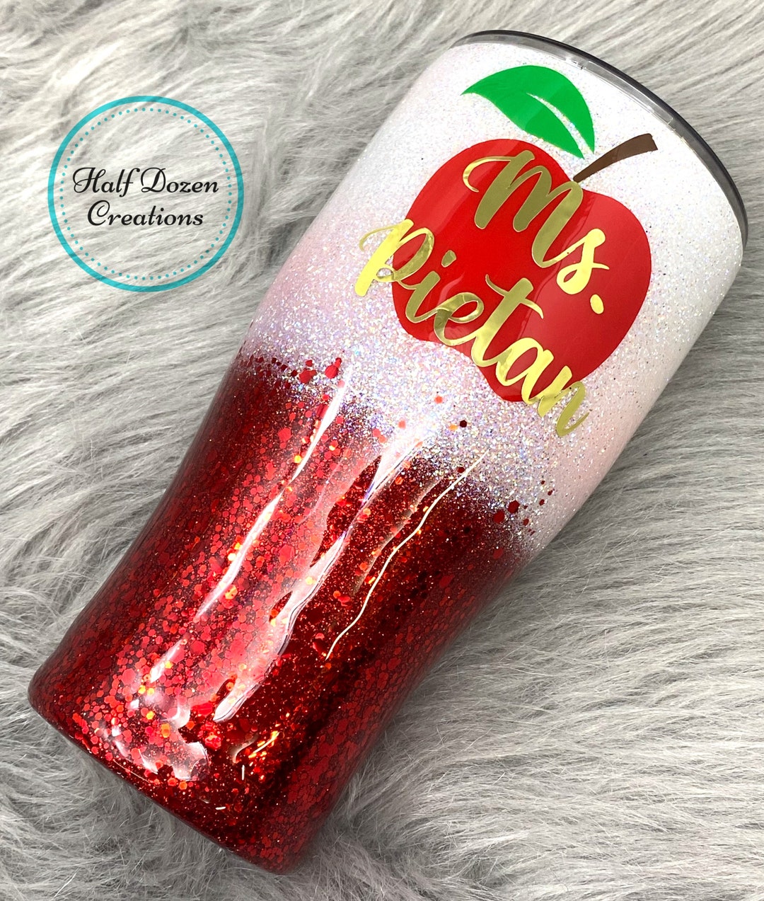 Teacher Apple Glitter Tumbler, Teacher Tumbler, Apple Tumbler, Epoxy ...
