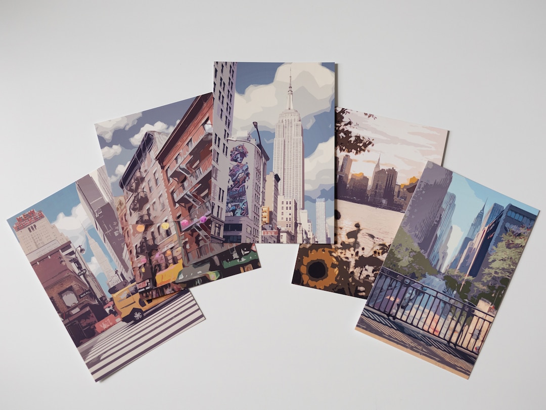 New York City - Postcards - Flat Cards - 4x6 - Pack of 5, Set # ...