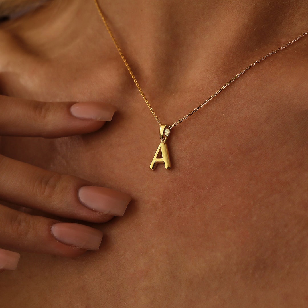 3D Bubble Initial Letter Necklace , First Letter Necklace Gift ... 3D Bubble Initial Letter Necklace , First Letter Necklace Gift ...