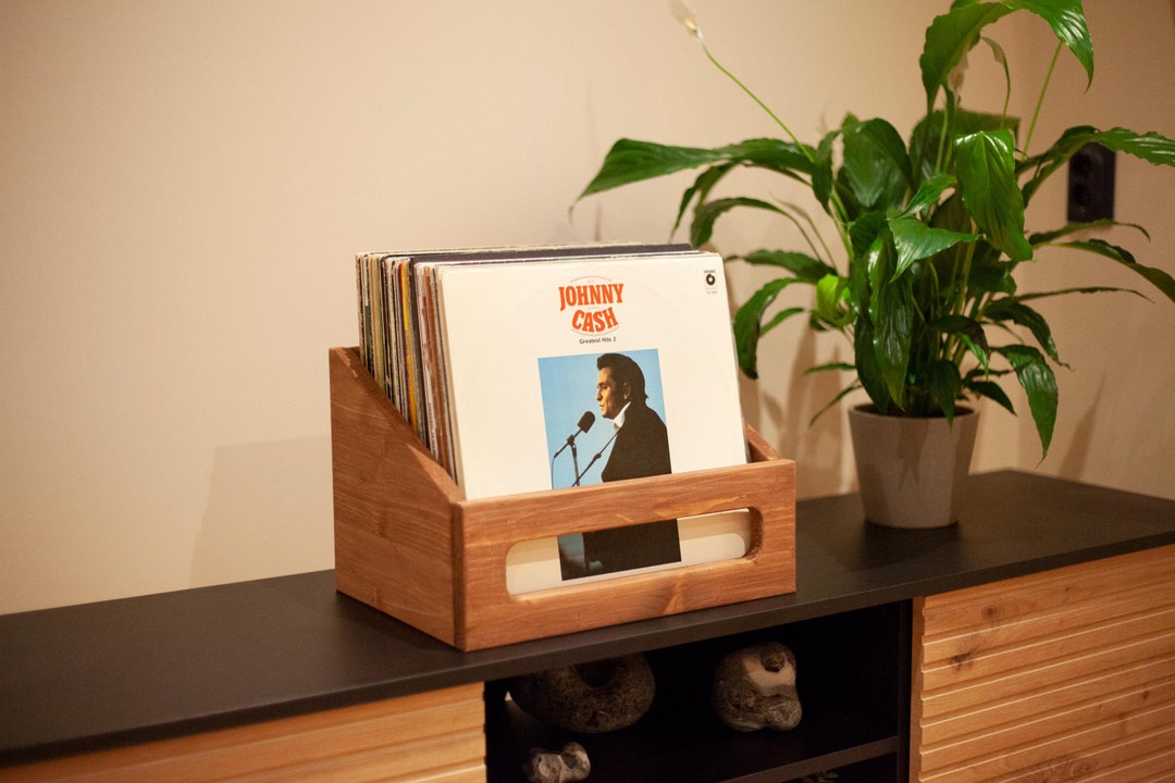 Handmade Wood Vinyl Record Storage Box | Rustic LP Organizer - Etsy