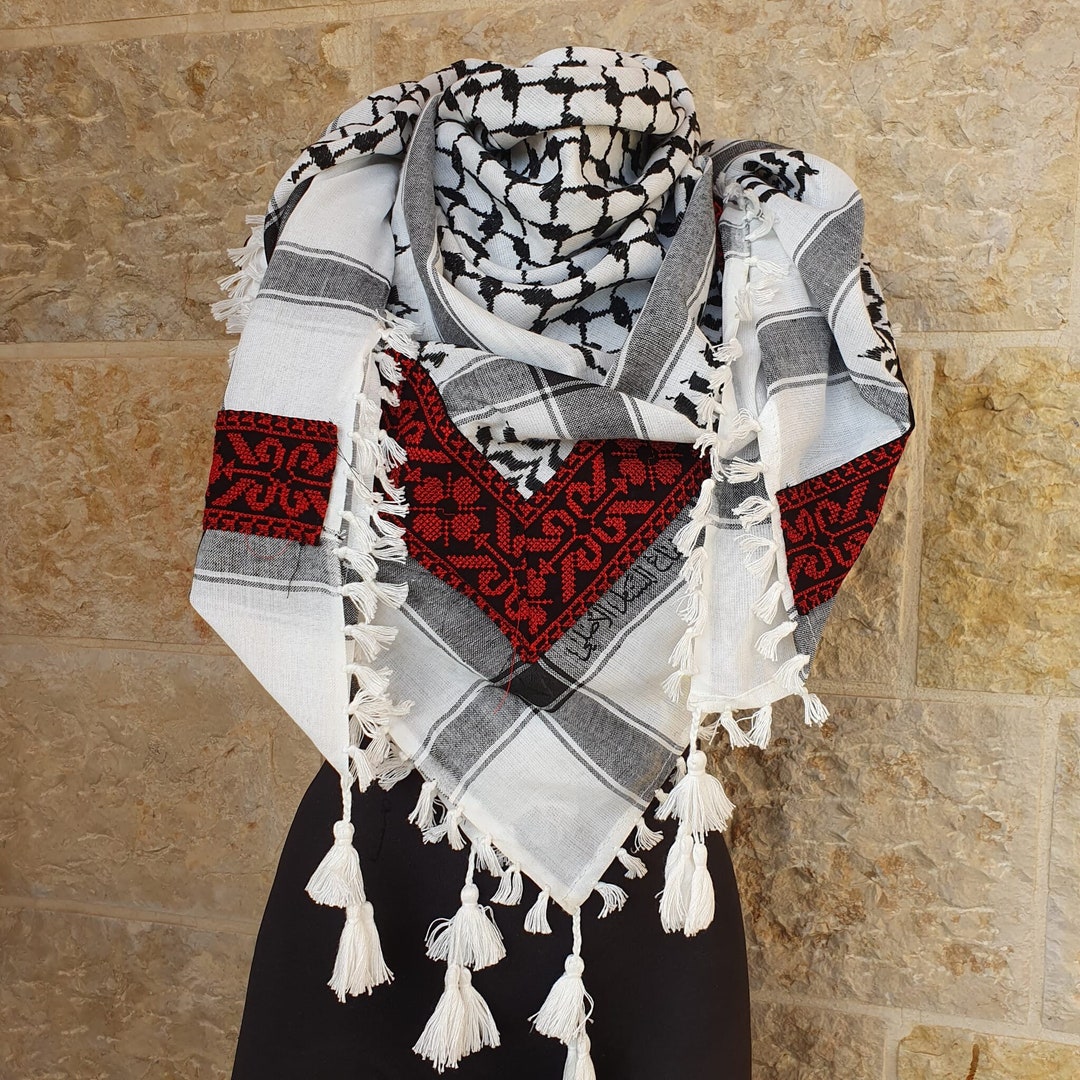 Keffiyeh/shemagh Made in Palestine With Traditional Stitching ...
