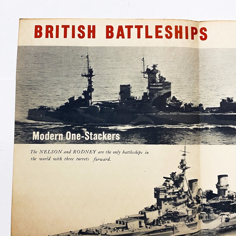 Original 1945 WWII British Battleships Navy Identification - Etsy