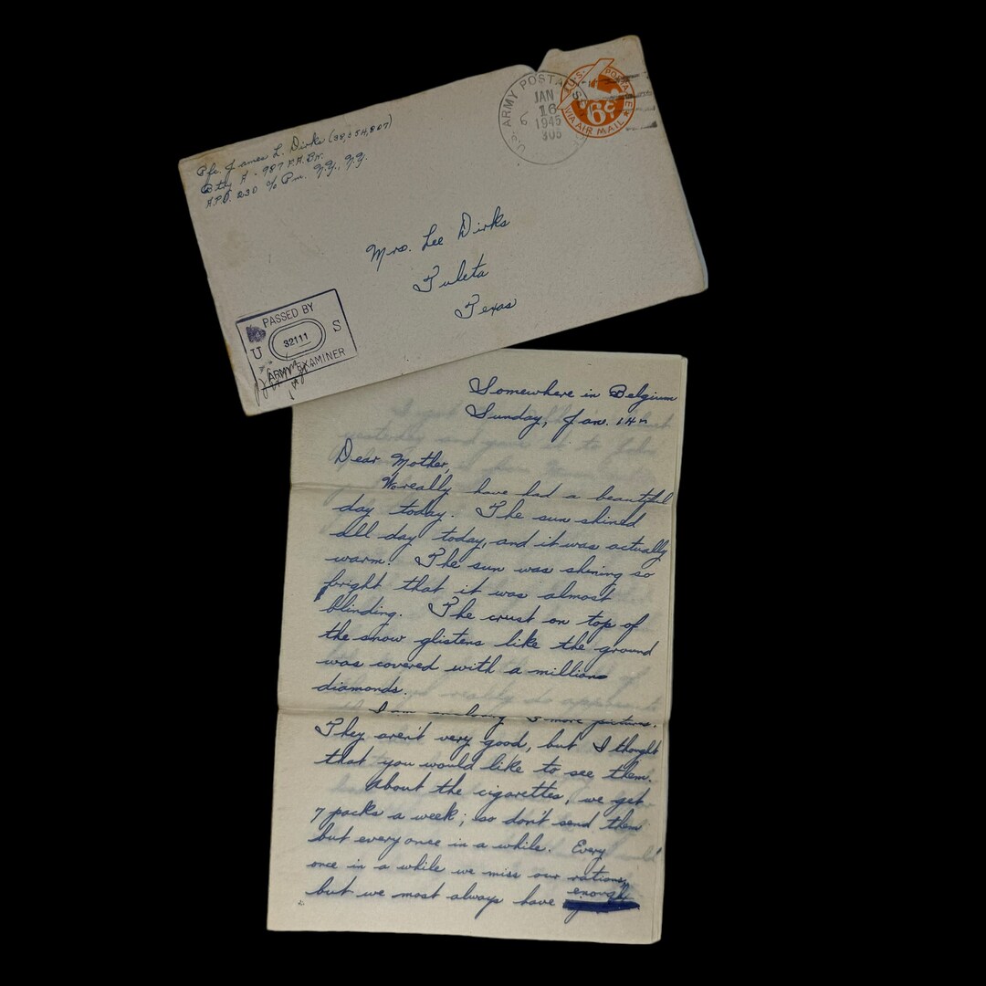 RARE Original WWII 1945 Battle of the Bulge James L. Dirks 987th ...