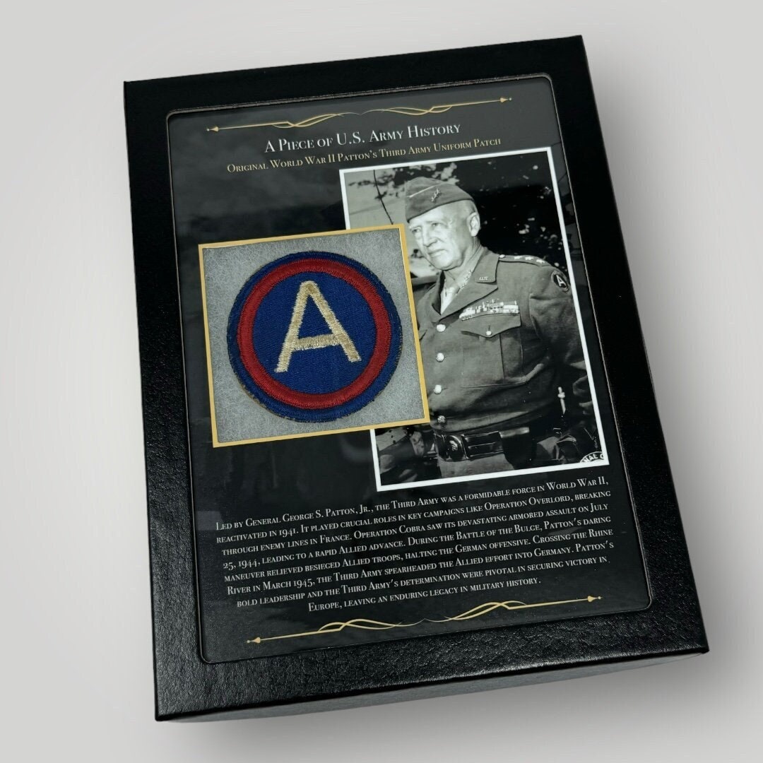 WWII Patton's Third Army Uniform Patch in Display Case (C.O.A. Included ...