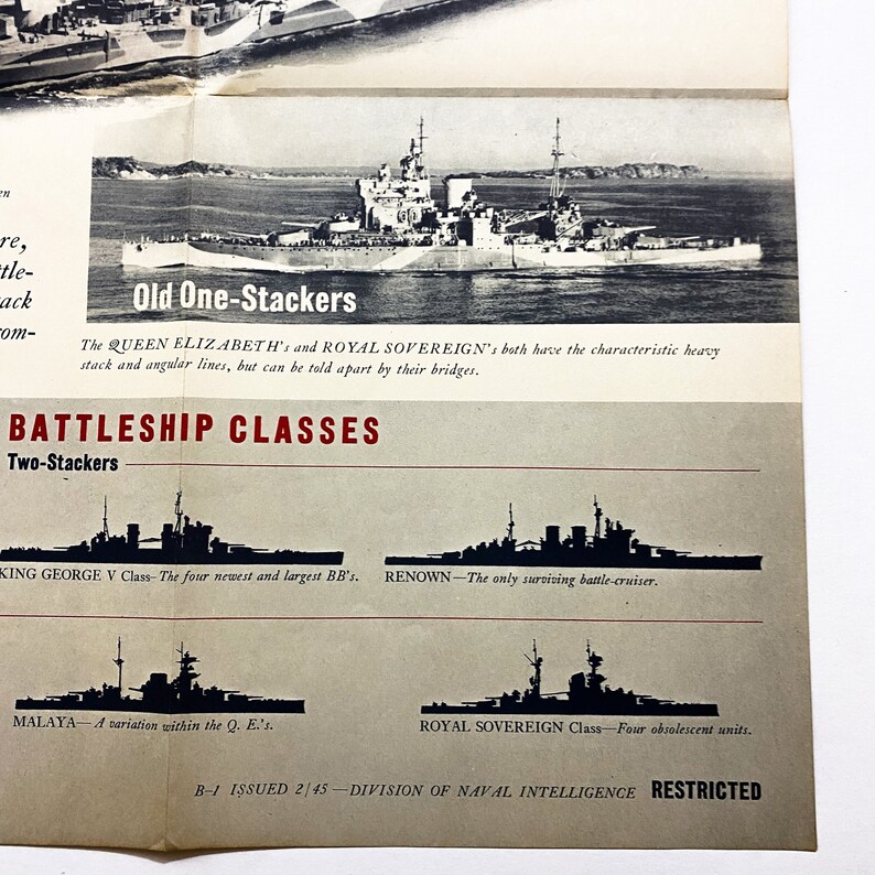 Original 1945 WWII British Battleships Navy Identification Poster (C.O ...