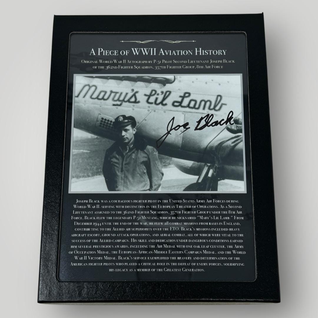 Signed WWII P-51 Pilot Photo Display: Joseph Black Autograph, C.O.A. - Etsy