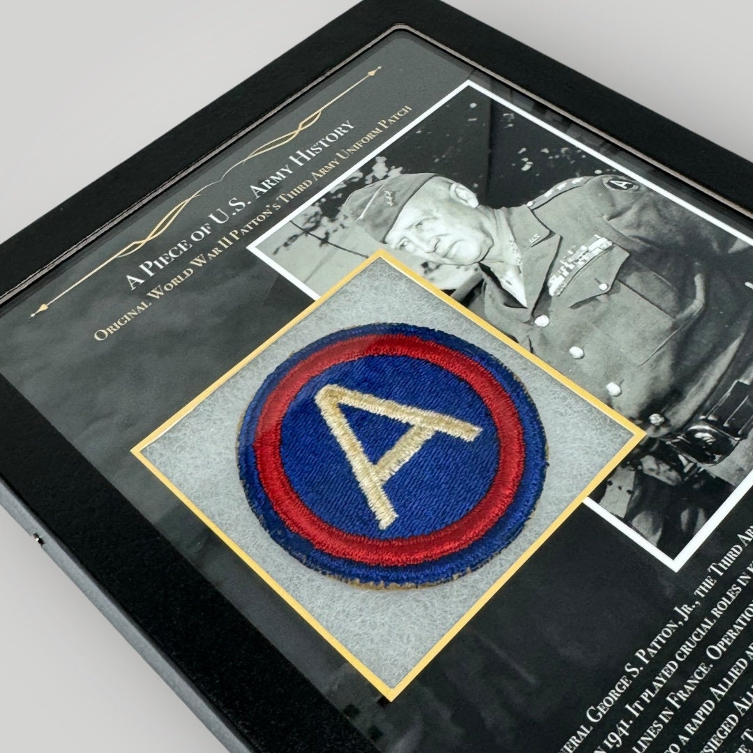 WWII Patton's Third Army Uniform Patch in Display Case (C.O.A. Included ...
