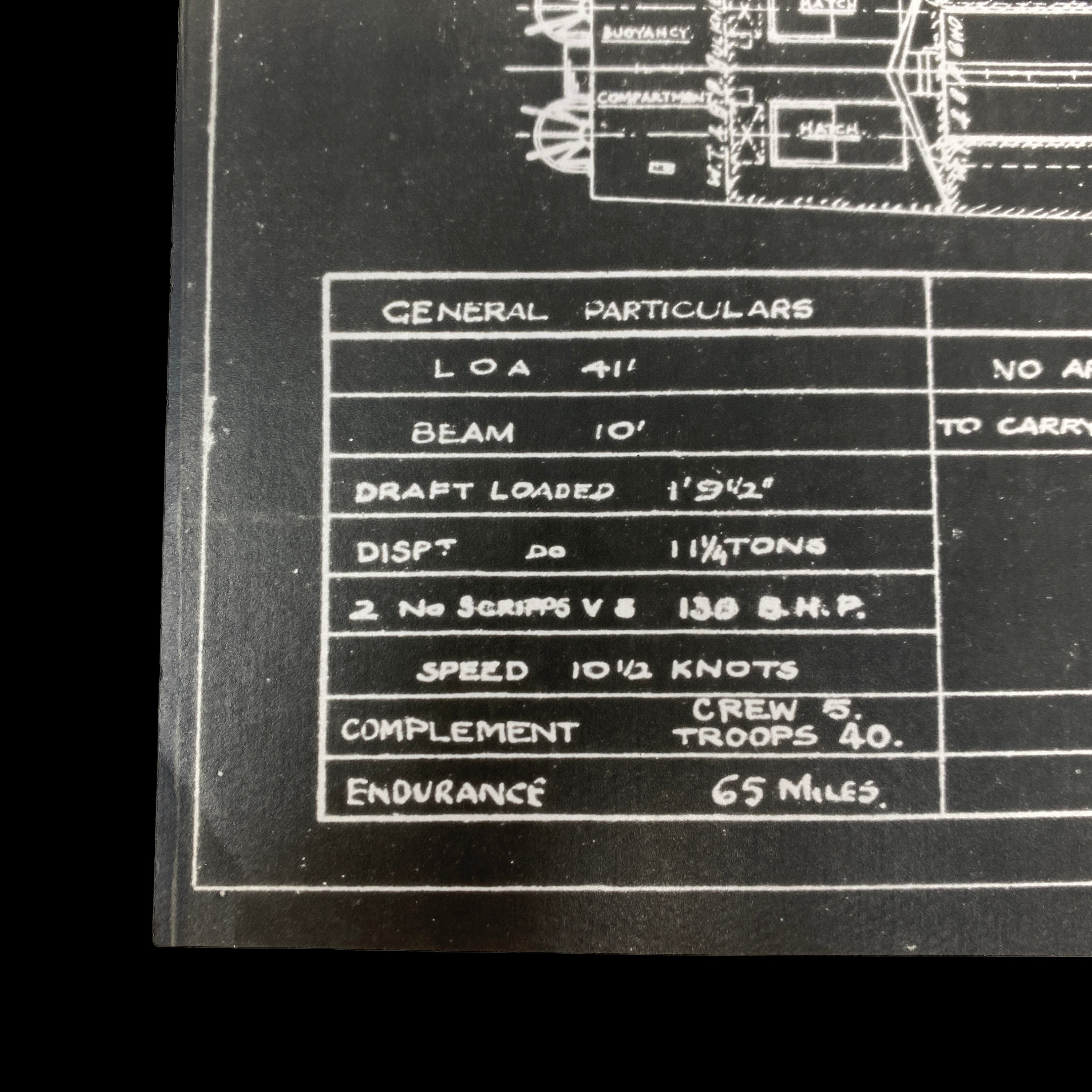 RARE 1942 WWII LCA Landing Craft Original Design Blueprint D-day ...