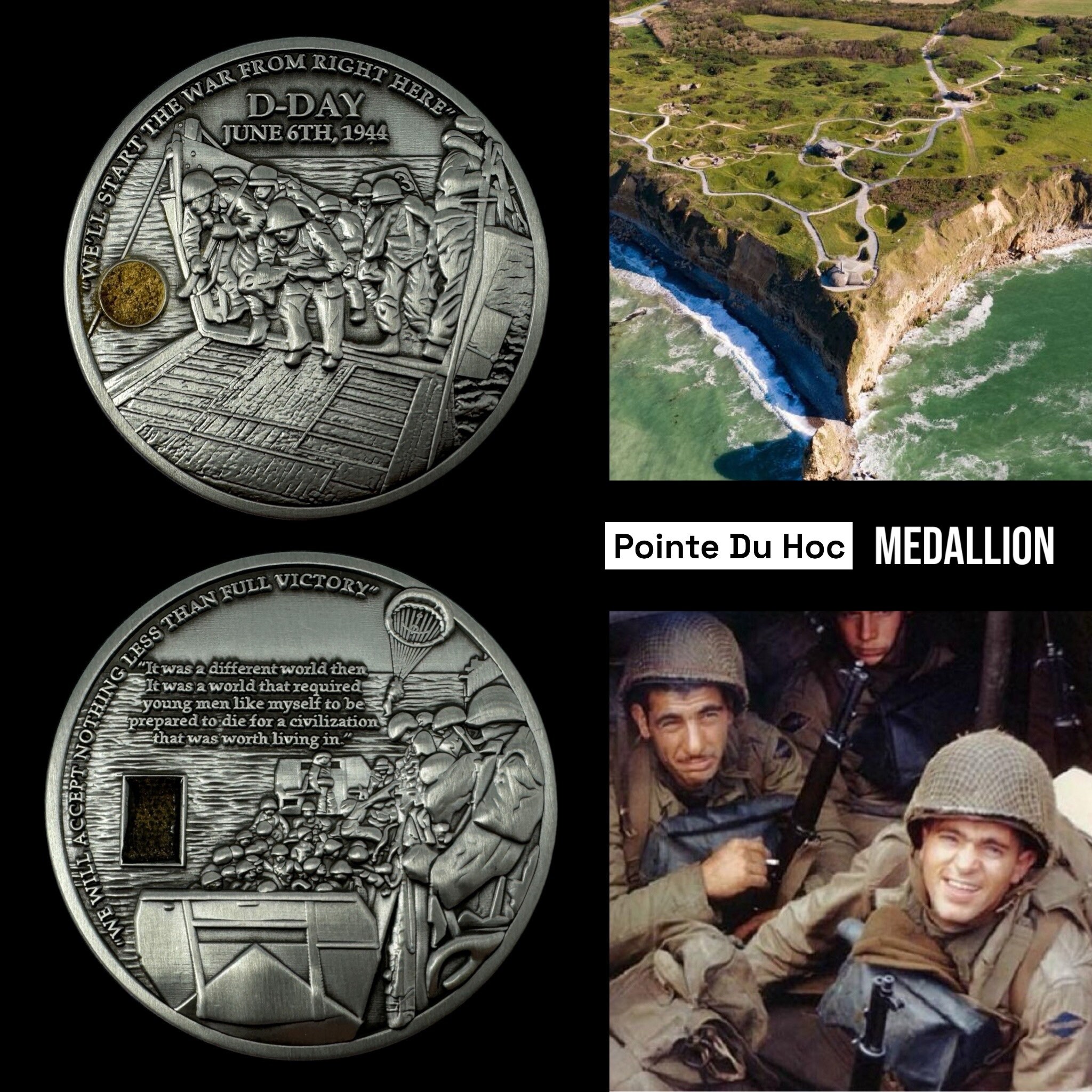RARE WWII 1944 Original D-day Medallion Omaha Utah Beach Pointe Du Hoc Normandy Piece of WW2 ...