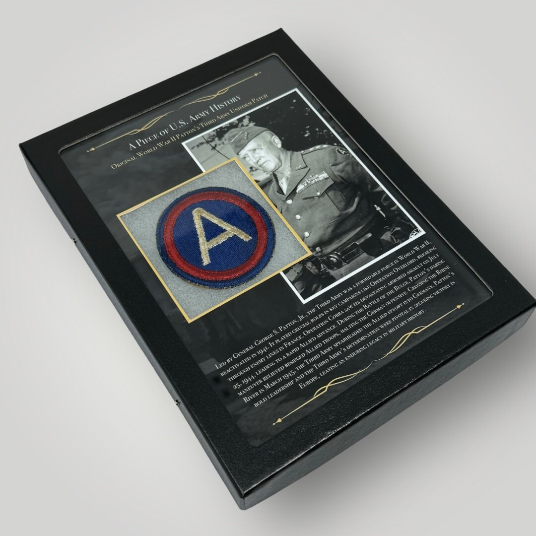 WWII Patton's Third Army Uniform Patch in Display Case (C.O.A. Included ...