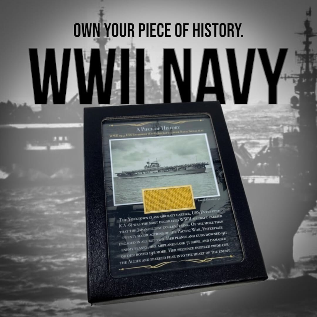 WWII USS Enterprise Signal Flag Relic: Okinawa Pacific Theater Display ...