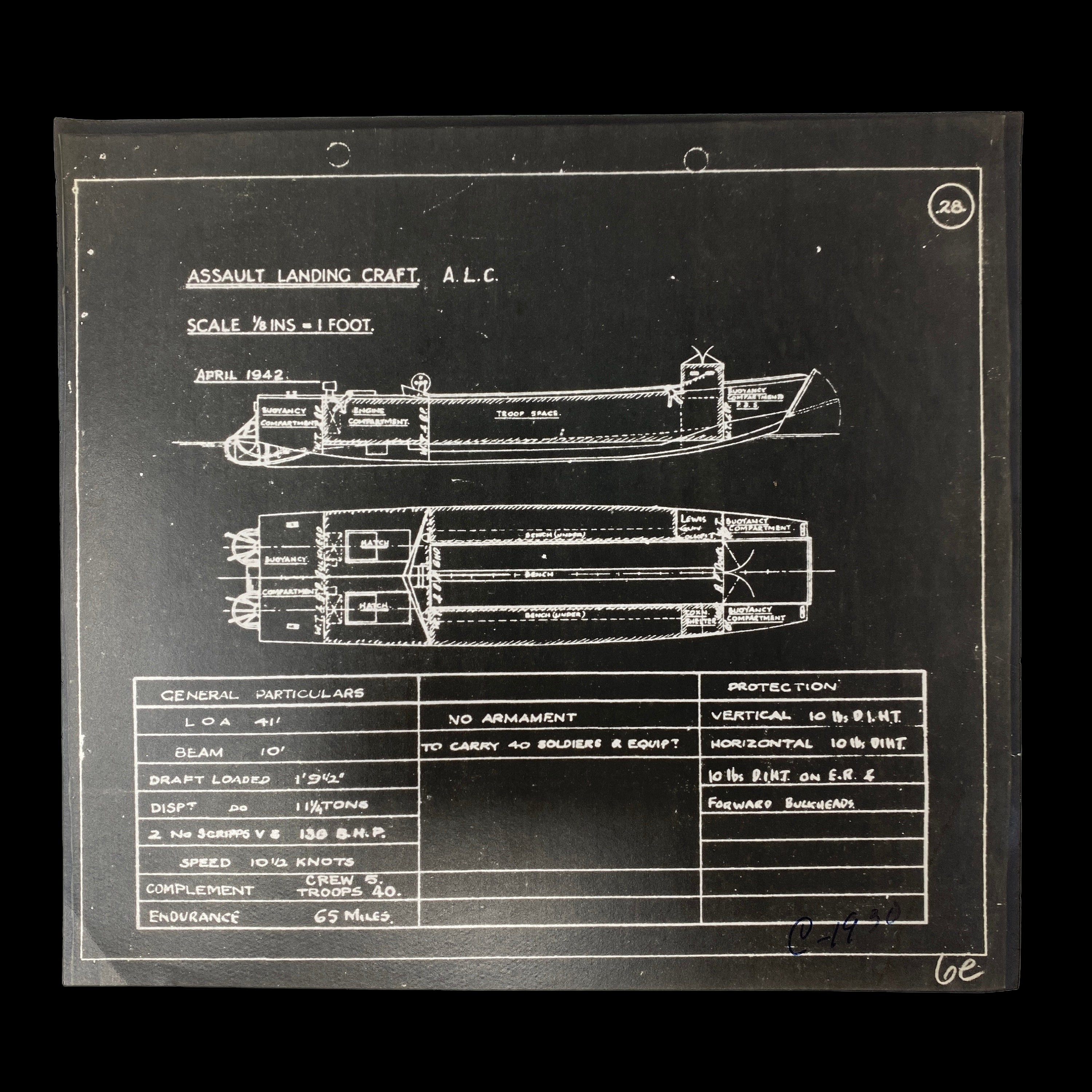 RARE 1942 WWII LCA Landing Craft Original Design Blueprint D-day ...
