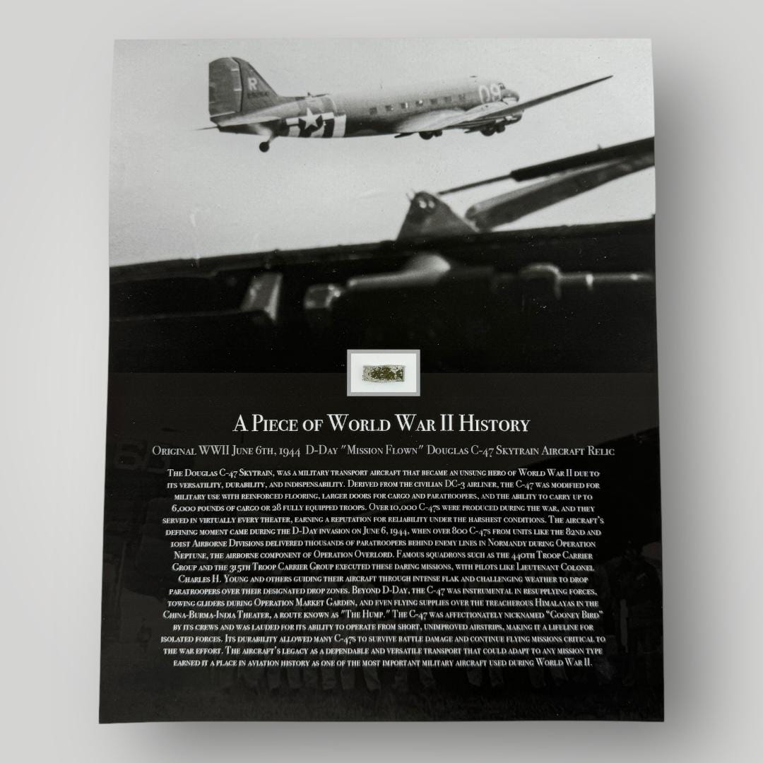 D-day C-47 Aircraft Metal 8x10 Print: WWII Relic (COA) - Etsy