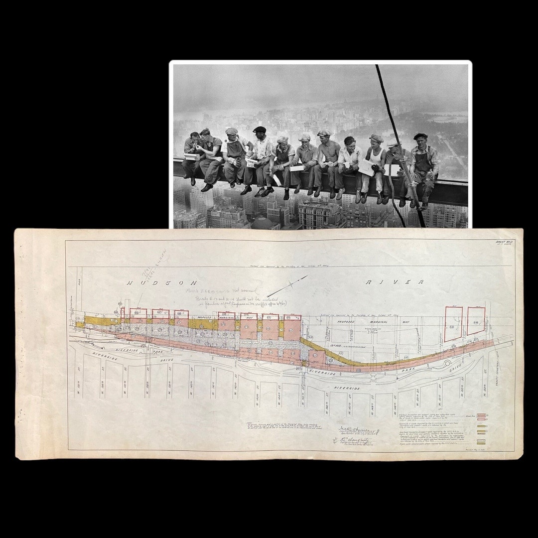 1927 NYC Hudson River Blueprint: West Side Engineer Plan (C.O.A.) - Etsy