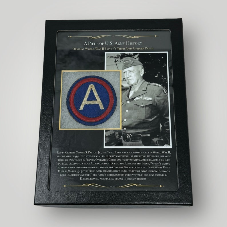 WWII Patton's Third Army Uniform Patch in Display Case (C.O.A. Included ...