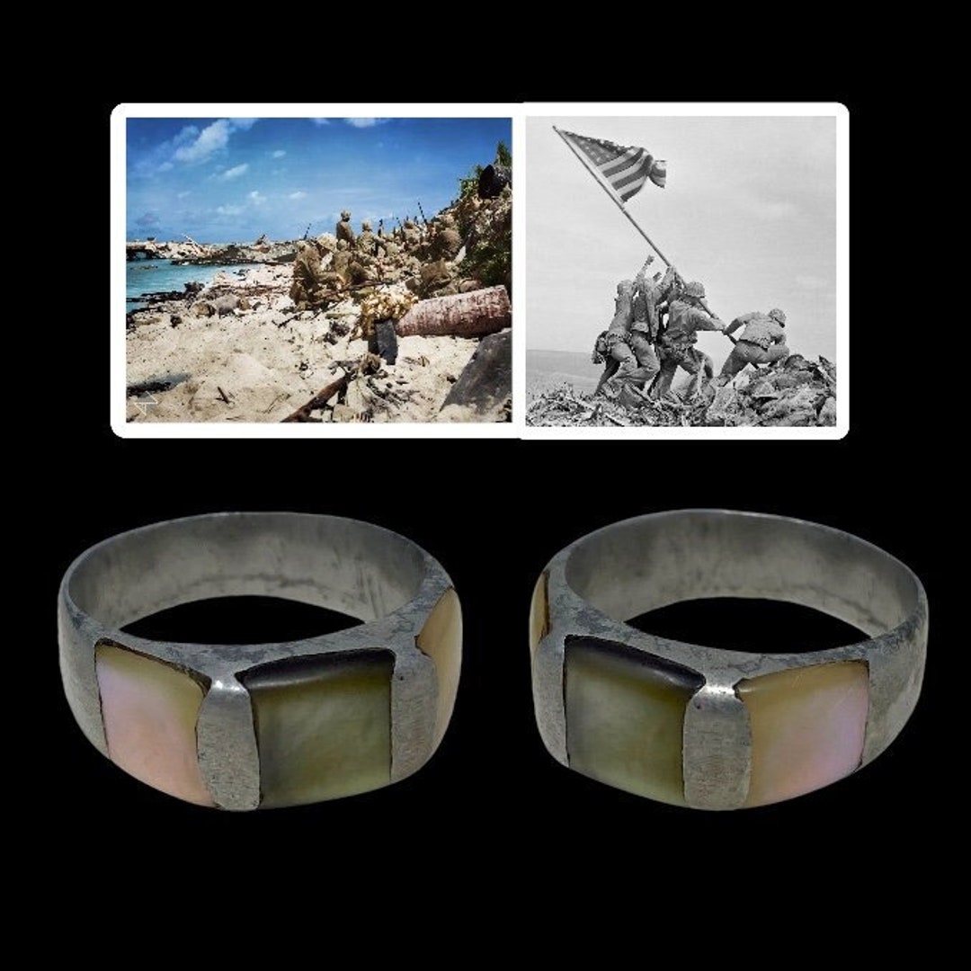 WWII USMC Theater Made Ring: Pacific Shell Inlay, Size 8.5 - Etsy