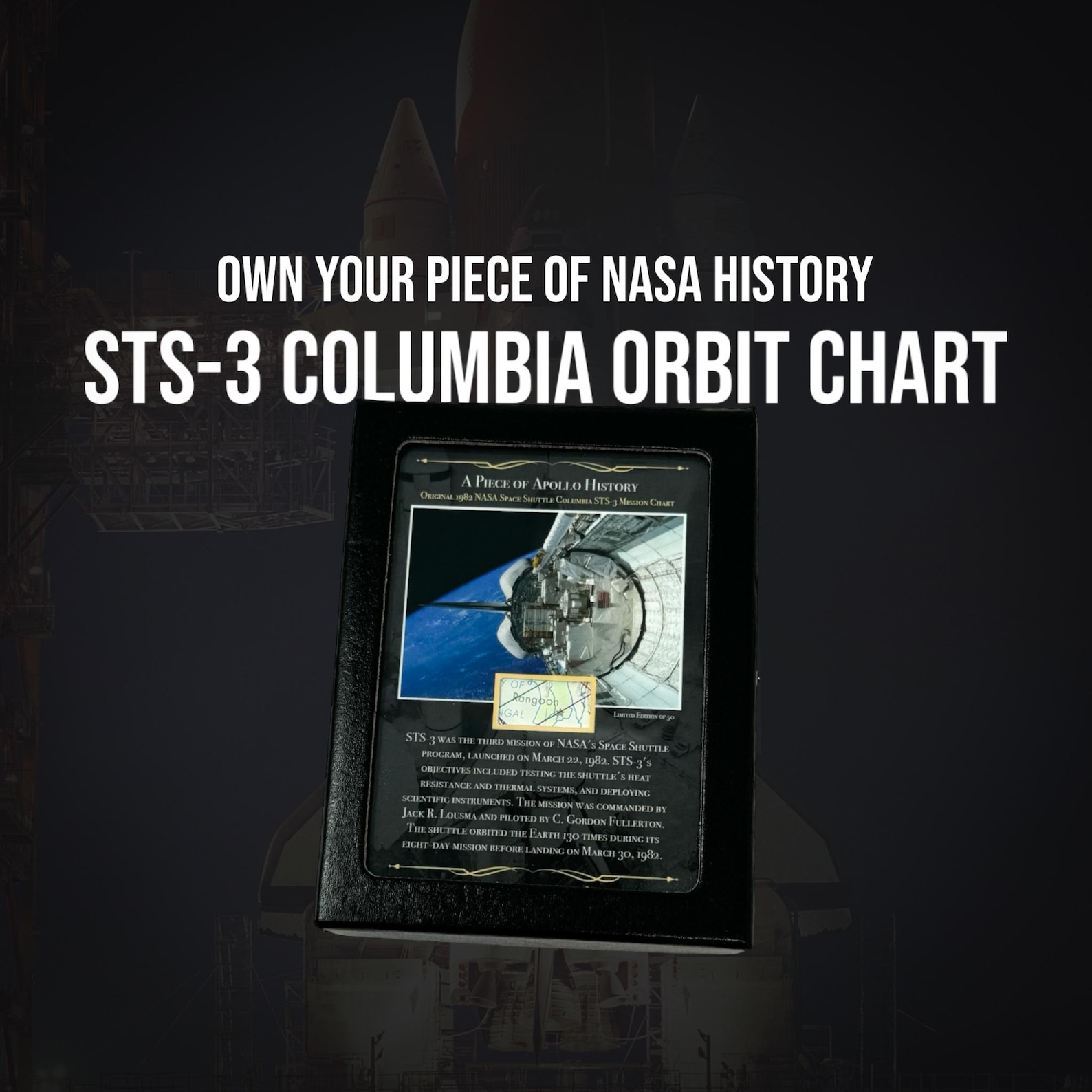 1982 Space Shuttle Columbia STS-3 Orbit Chart With COA - Etsy