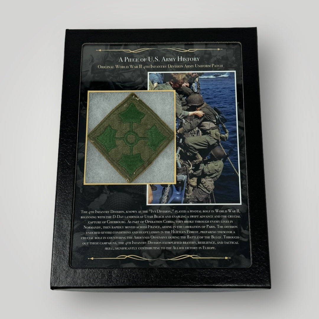 WWII 4th Infantry Division Patch - D-day Utah Beach Display Case (C.O.A ...