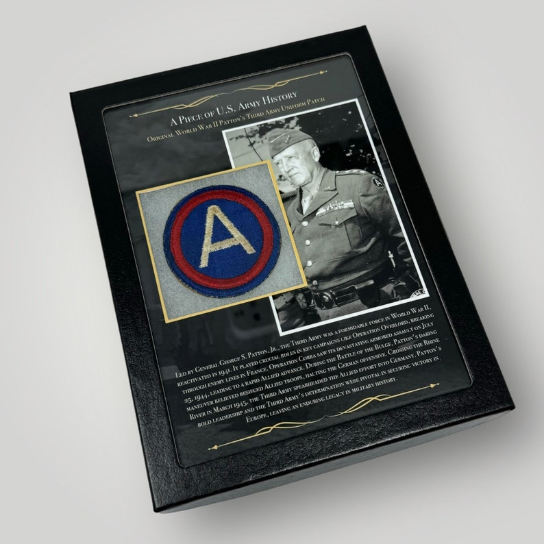WWII Patton's Third Army Uniform Patch in Display Case (C.O.A. Included ...