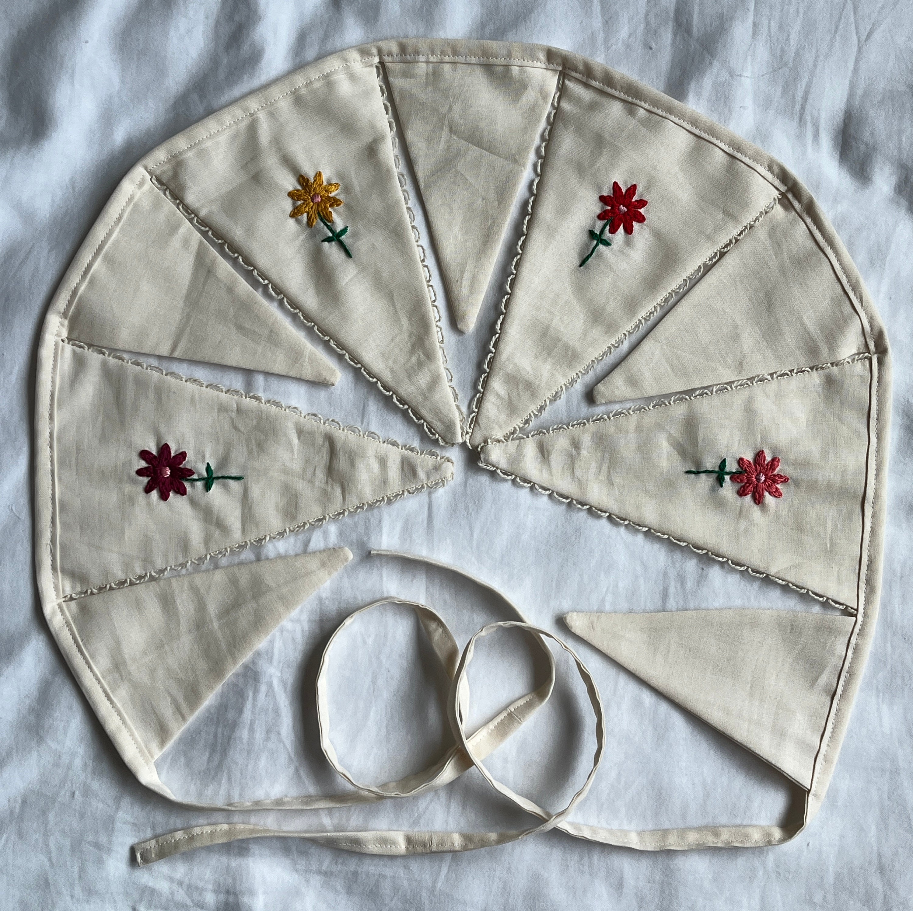 Cream Nursery Bunting With Embroidered Flowers Baby Shower Bunting ...