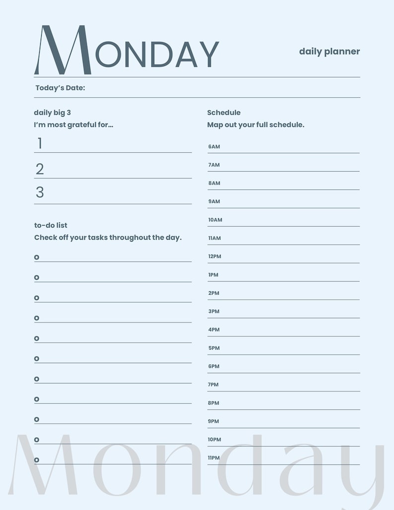 Digital Daily Weekly Planner FRESH 2022 Blue White Modern Minimalist ...