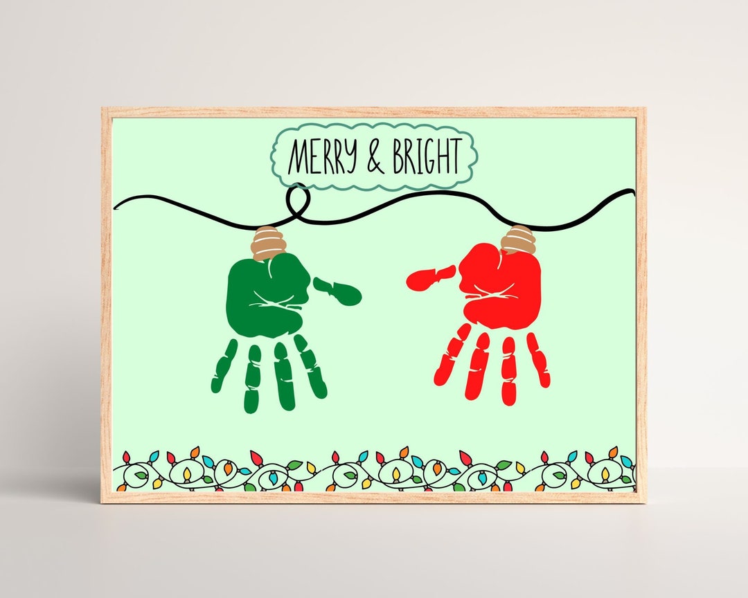 Christmas Lights Handprint Template, Footprint Craft, Christmas Kids ...