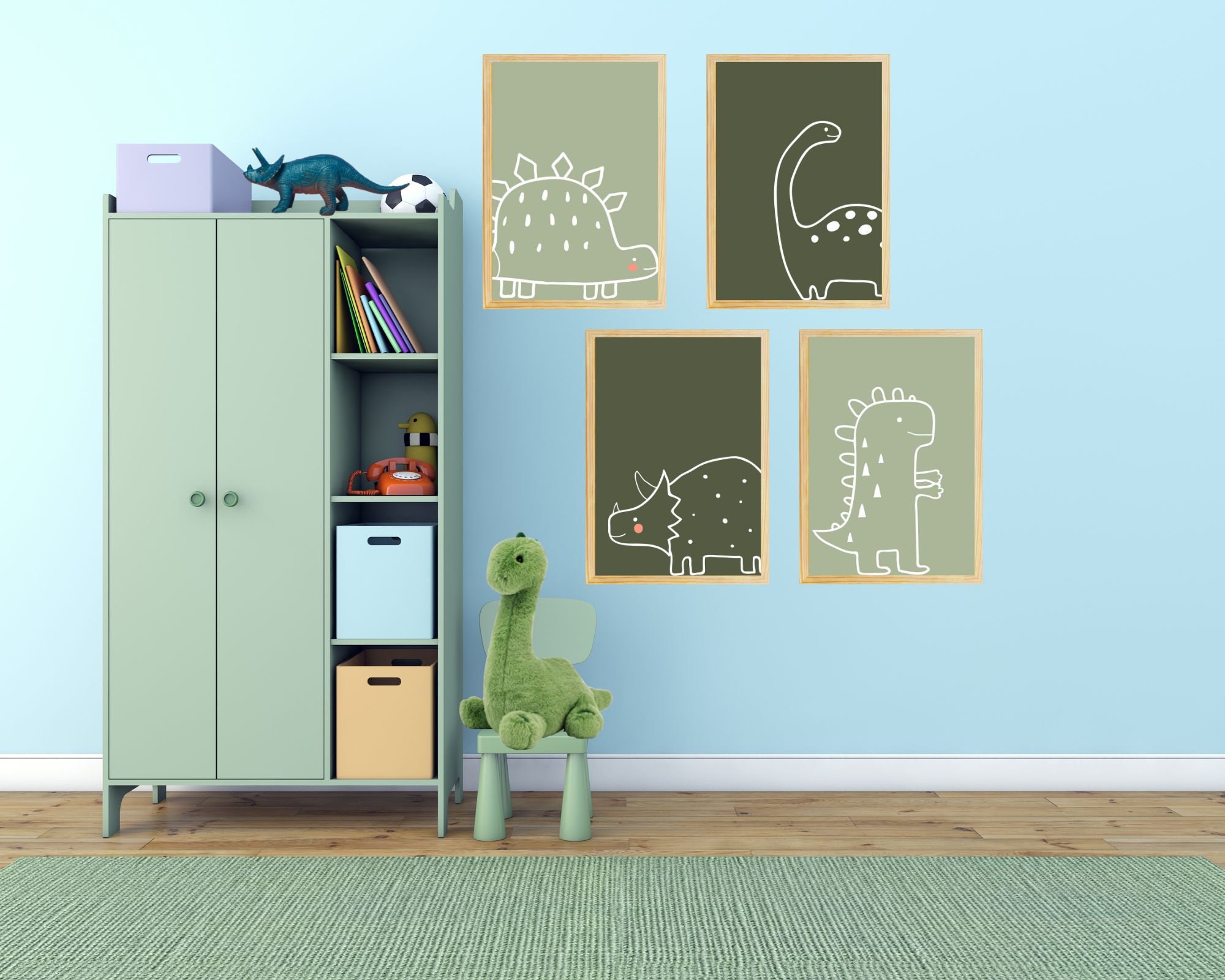 Set of 4 Dinosaur Wall Art Instant Download T-rex Prints - Etsy
