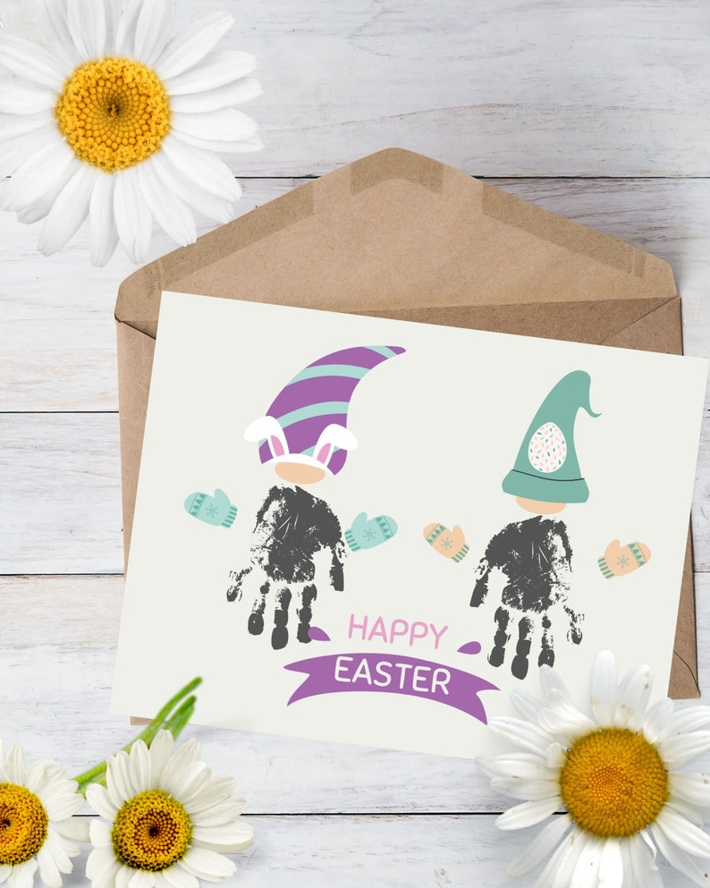 Easter Craft Gnome Handprint Activity Template Gnome Footprint Craft ...