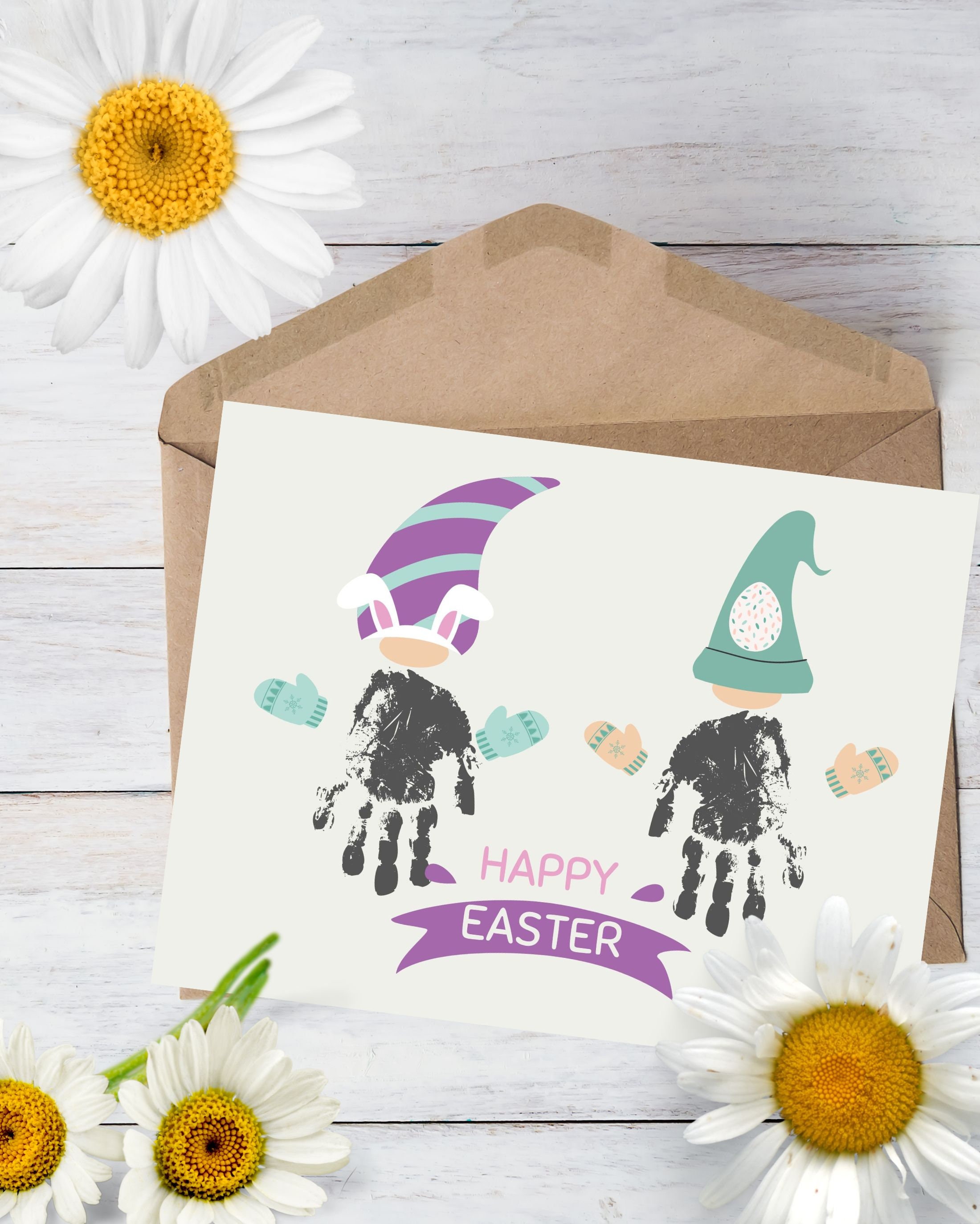 Easter Craft Gnome Handprint Activity Template Gnome Footprint Craft ...