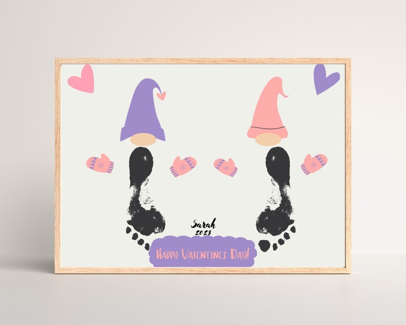 Valentine's Craft Gnome Handprint Craft Template Gnome Footprint Craft ...