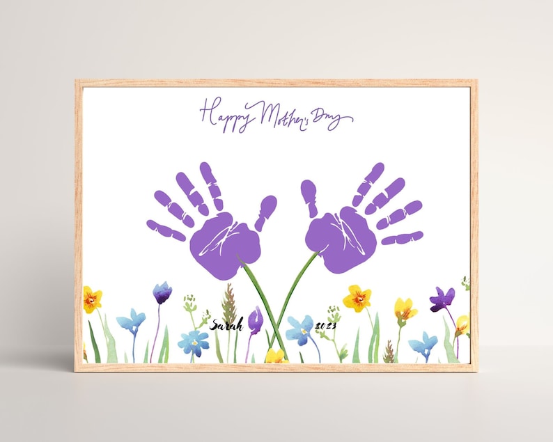 Mother's Day Handprint Craft Flower Craft Template Mothers Day Activity ...